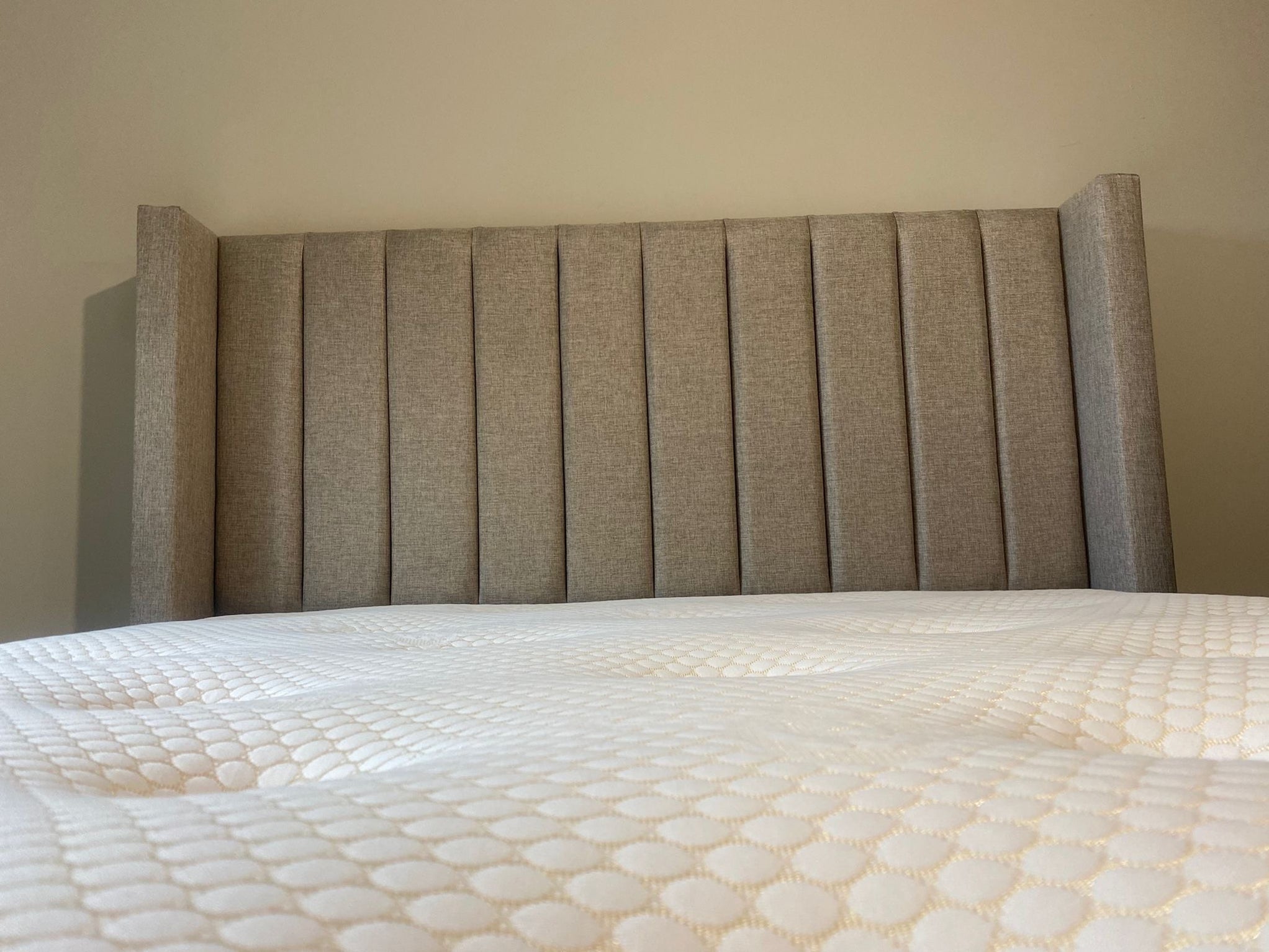 Panelled Winged Floor Standing Headboard with ottoman divan storage ba ...