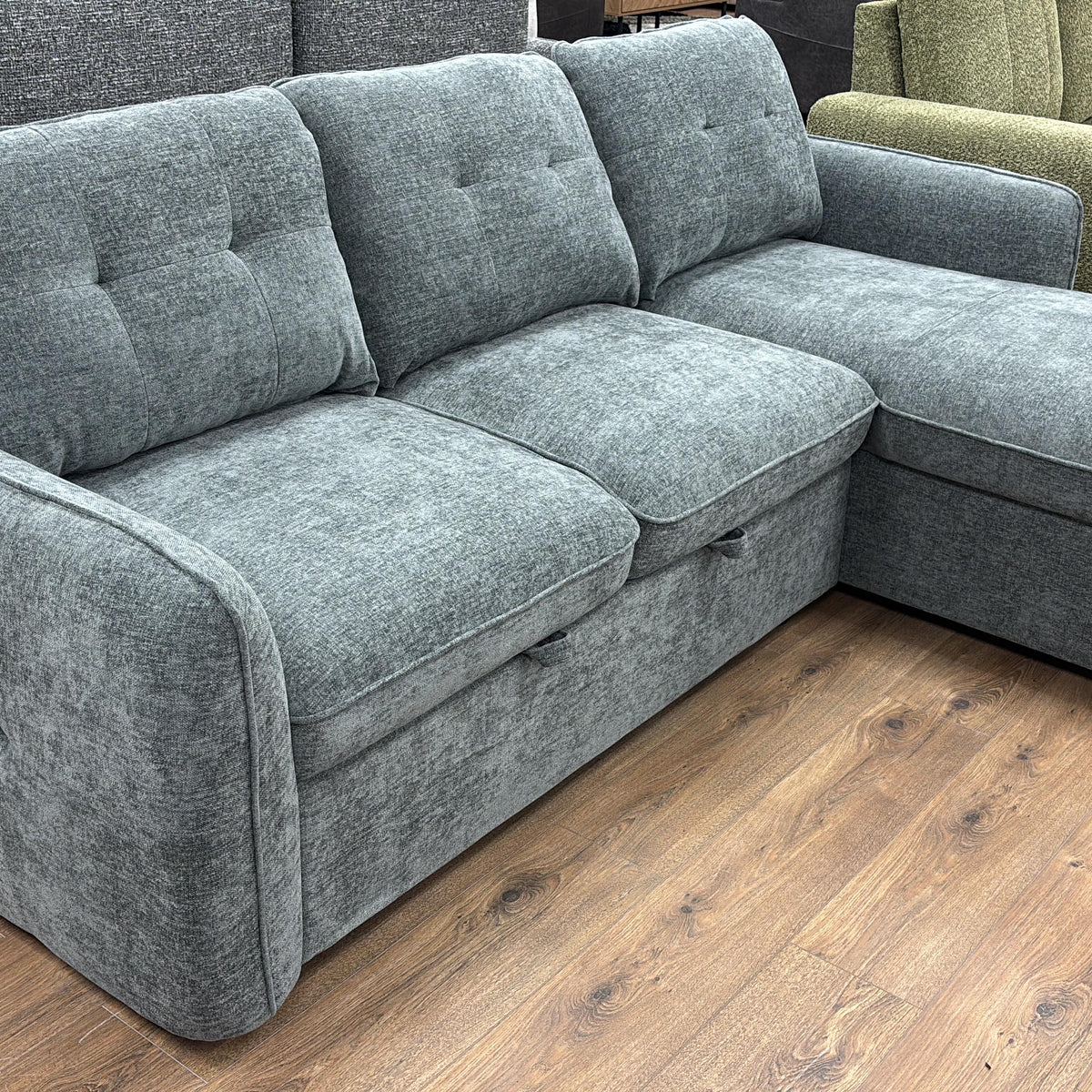 Samara Corner Sofa Bed with Storage (Available in Chenille Grey, Brown